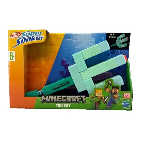 Nerf | Toys | Nerf Super Soaker Minecraft Trident Water Blaster Pull ...